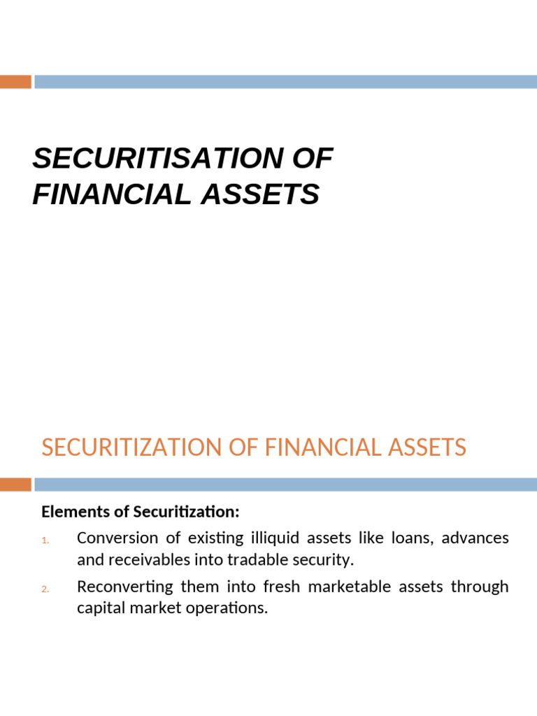 4 Securitisation of Financial Assets | PDF | Securitization | Debt