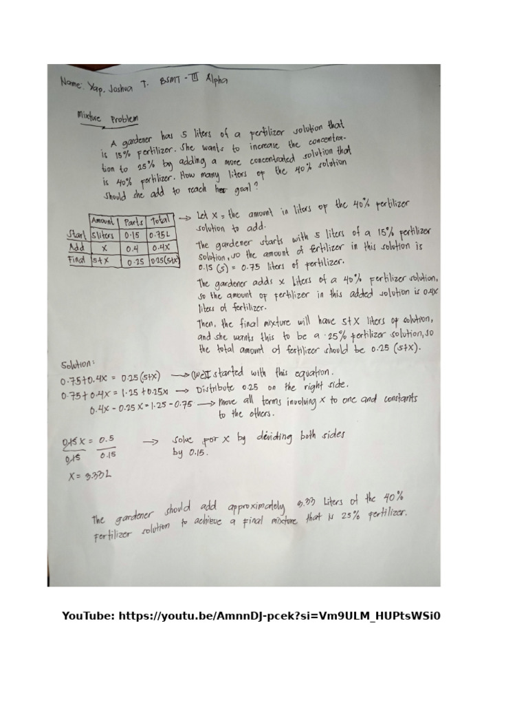 Mixture Problem | PDF