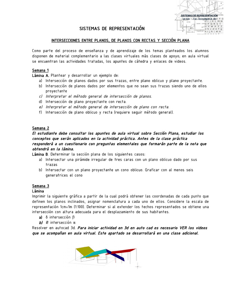 Actividad de Intersecciones y Sección Plana | PDF