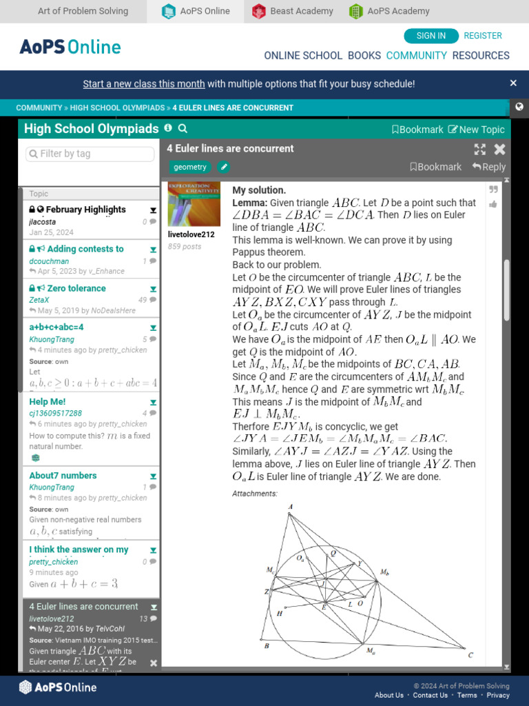 4 Euler lines are concurrent | PDF | Triangle | Geometry