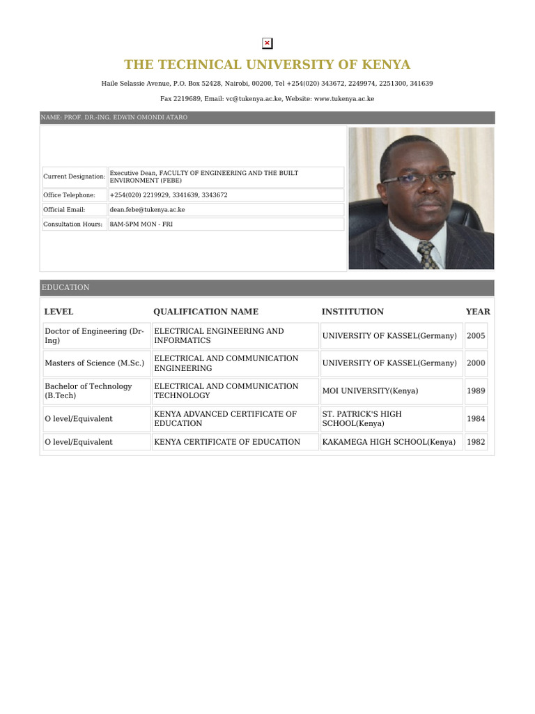 Prof. Dr.-Ing. EDWIN OMONDI ATARO | PDF