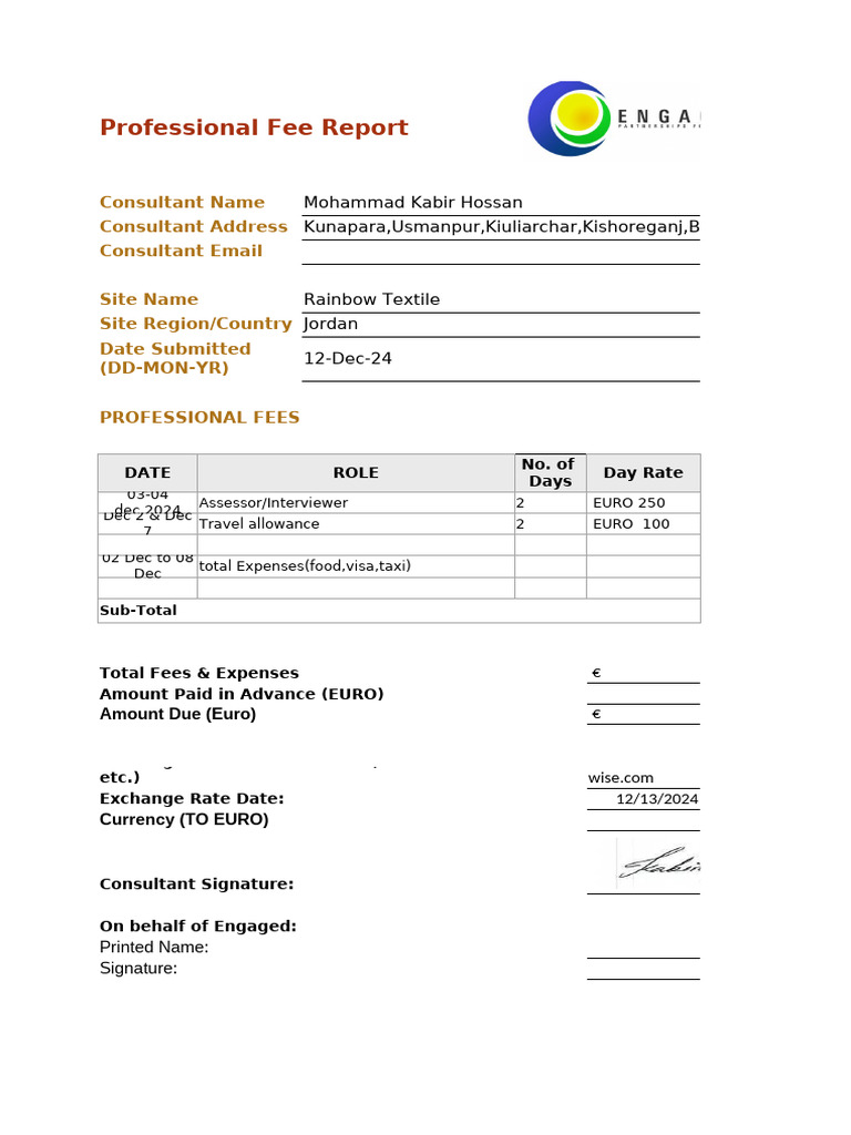December - Professional Fees Expenses Report - 2024 - RainbowTextile ...