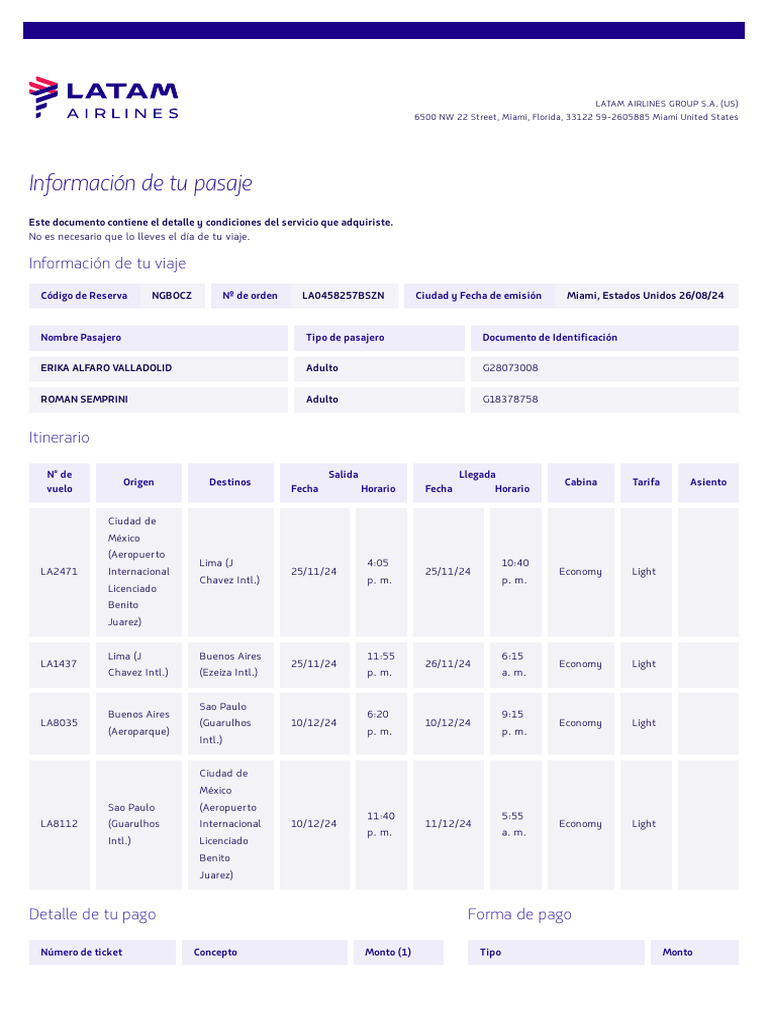Comprobante Latam | PDF | aerolíneas | Transporte