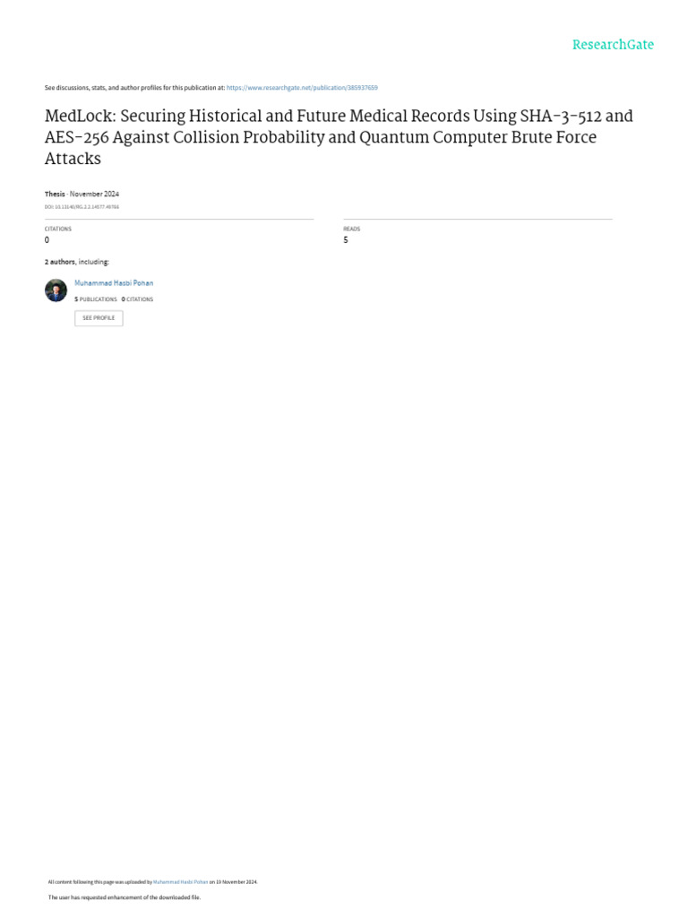 MedLock: Securing Historical and Future Medical Records Using SHA-3-512 and AES-256 Against ...