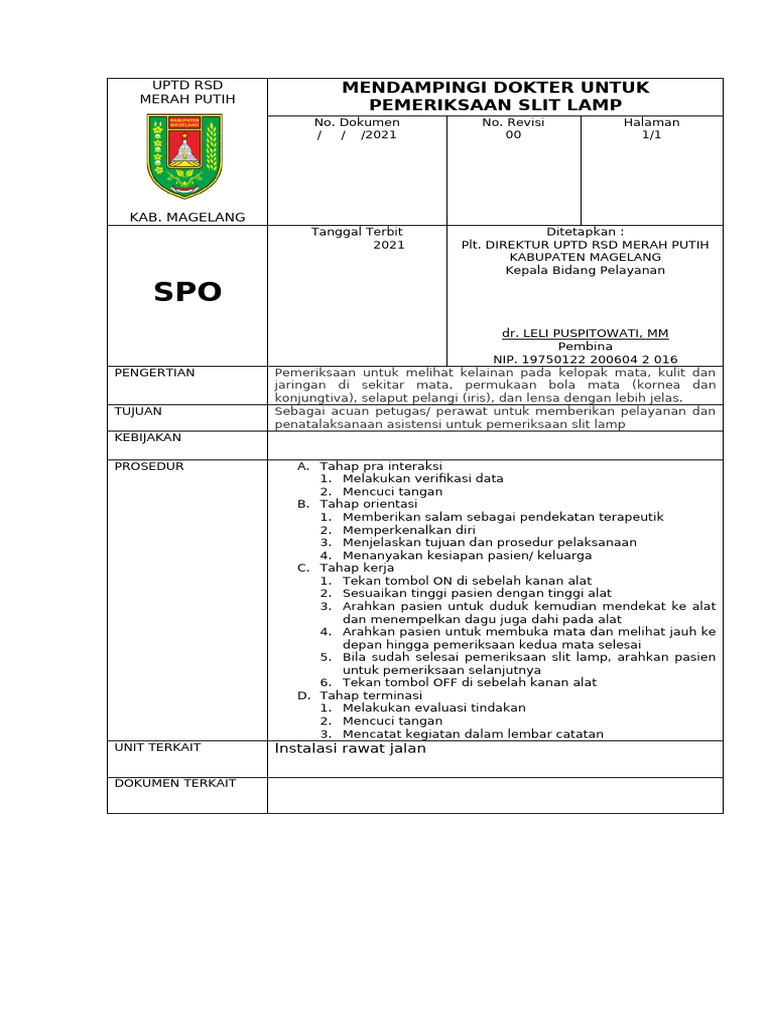 Sop Tindakan Slit Lamp | PDF