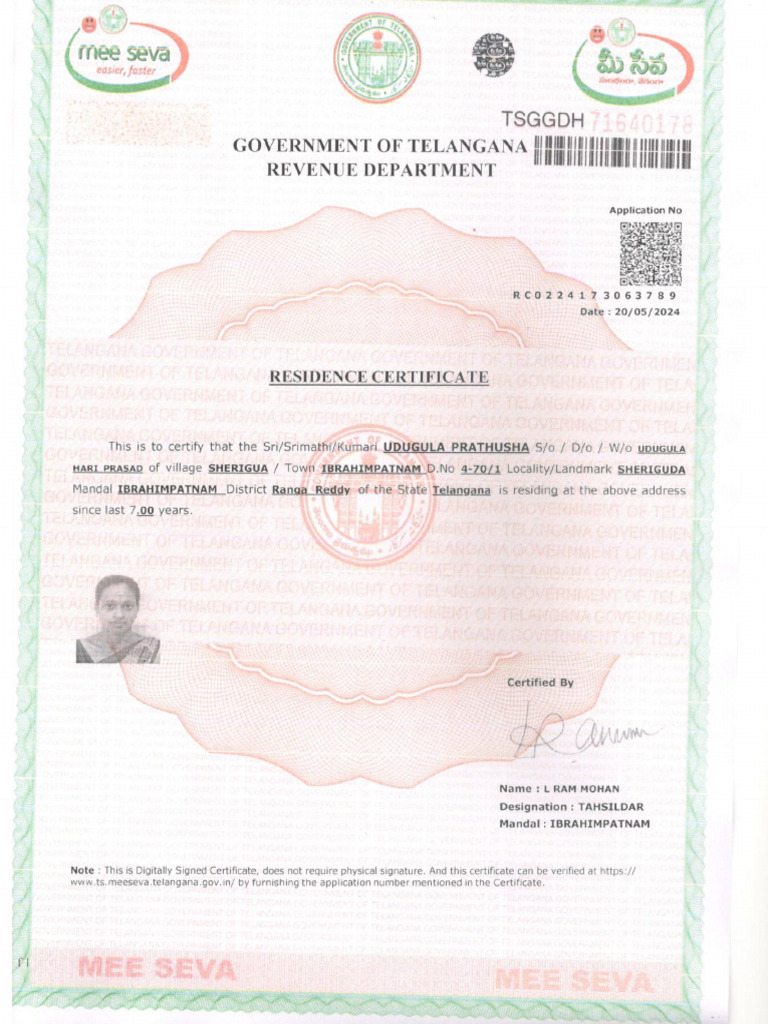 Residence Certificate | PDF