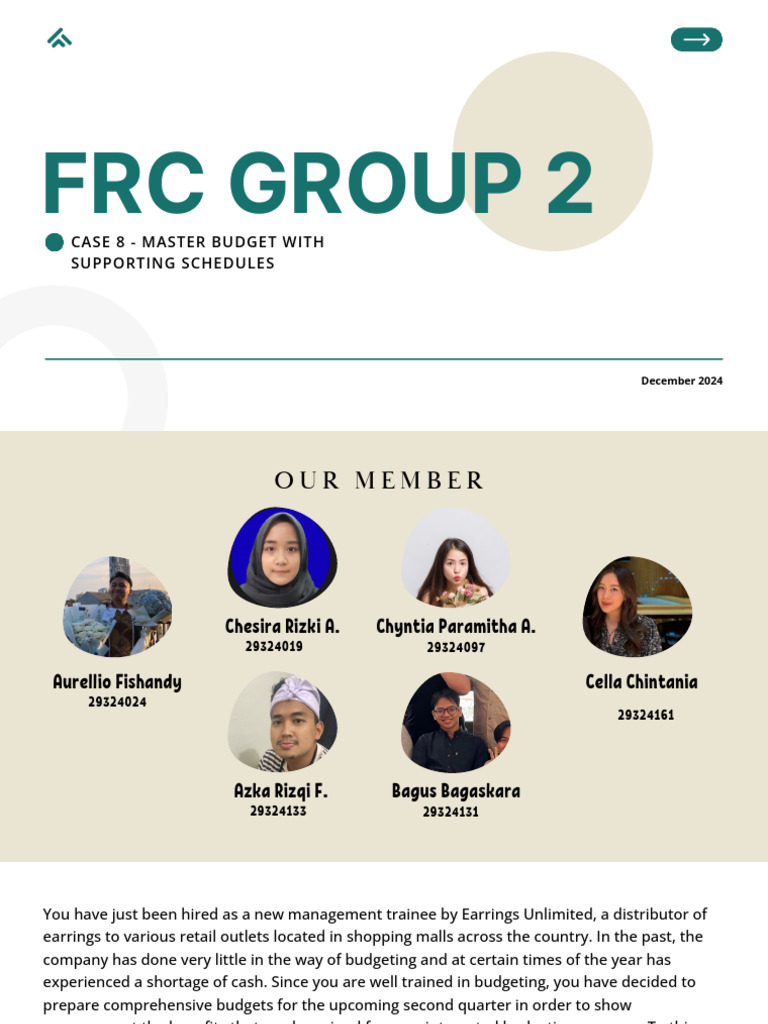 Group 2 - FRC Master Budget With Supporting Schedules Case | PDF ...