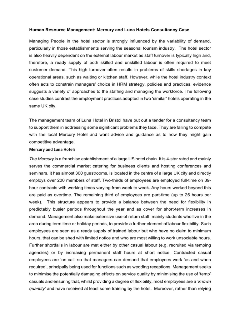 Human Resource Management Case Study | PDF | Employment | Turnover ...
