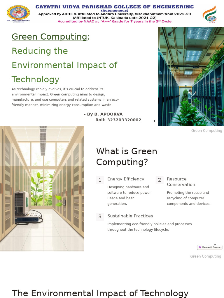 Green Computing Reducing The Environmental Impact of Technology | PDF | Energy Conservation ...