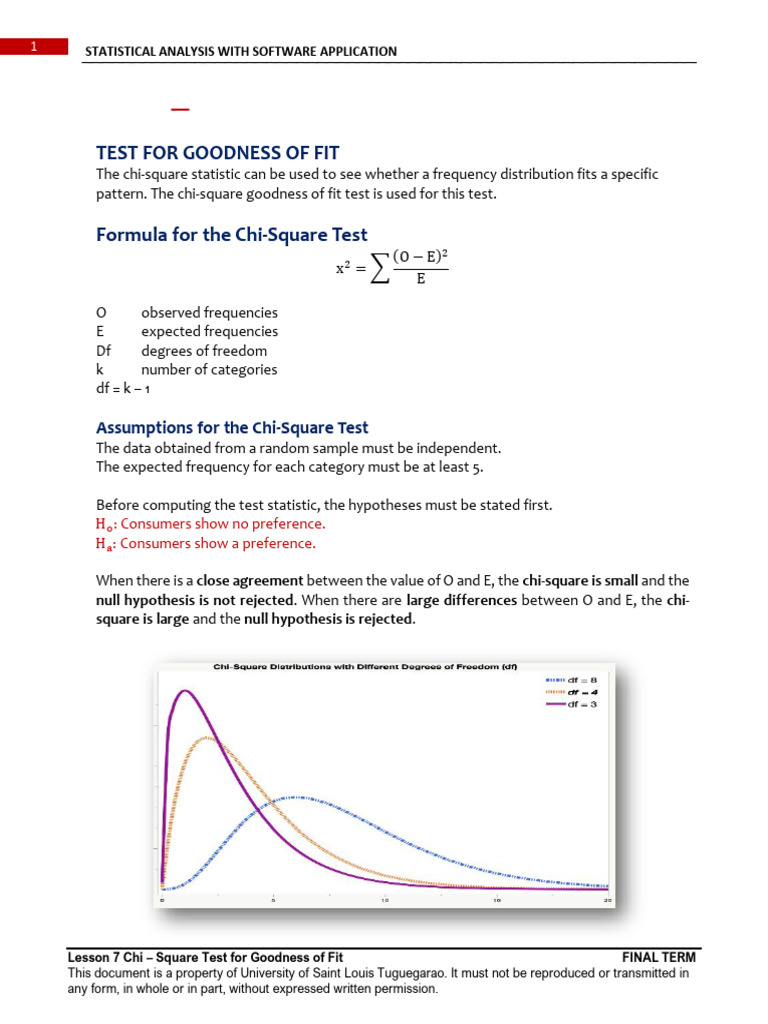 Lesson 8.1 Chi-Square Test for Goodnesss of Fit | PDF | Chi Squared ...