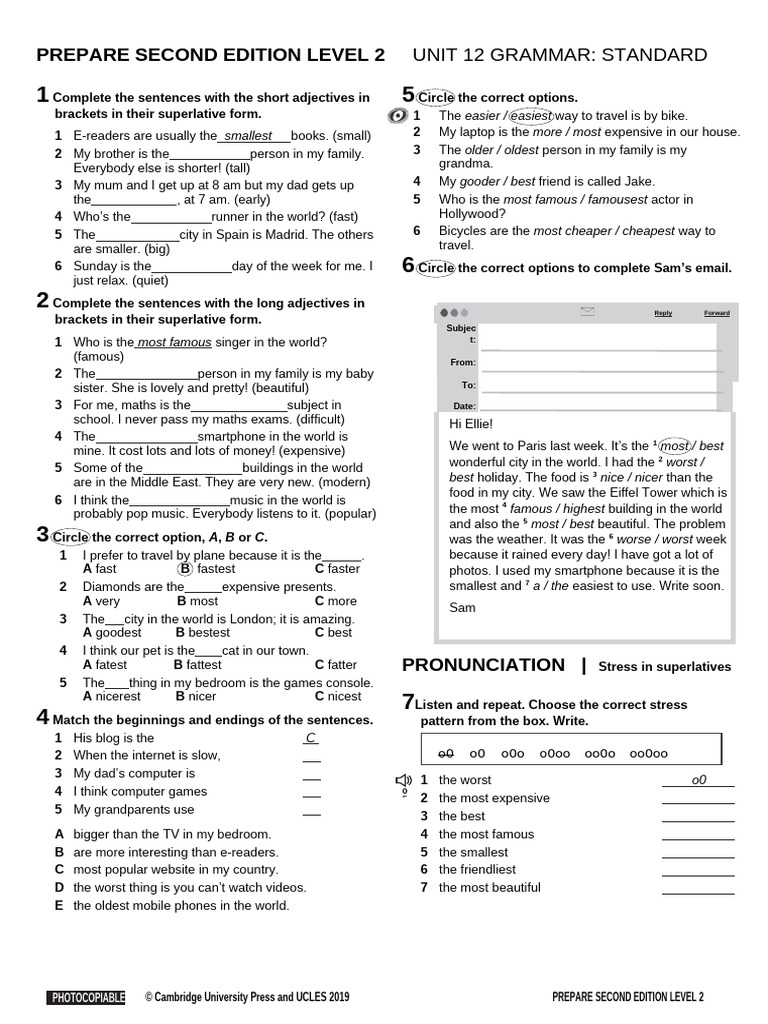 PREPARE 2 Grammar Standard Unit 12 | PDF
