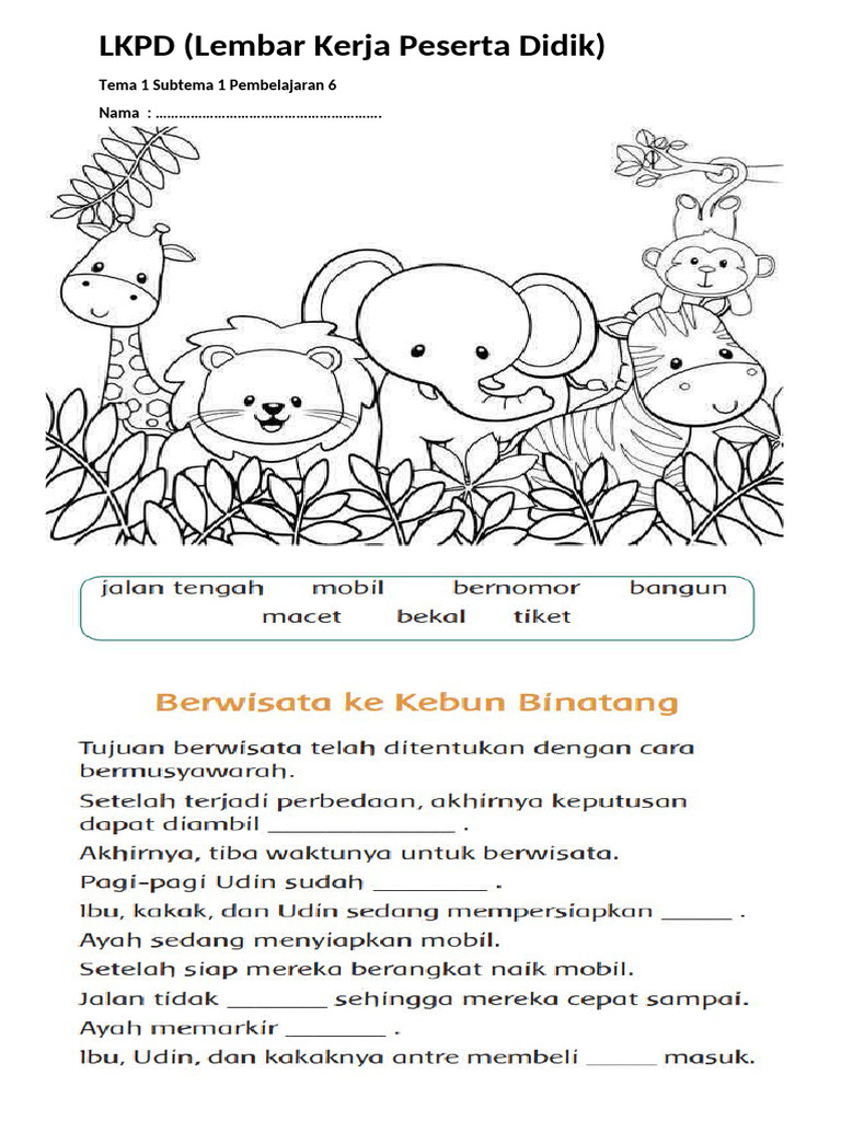 LKPD kebun binatang | PDF