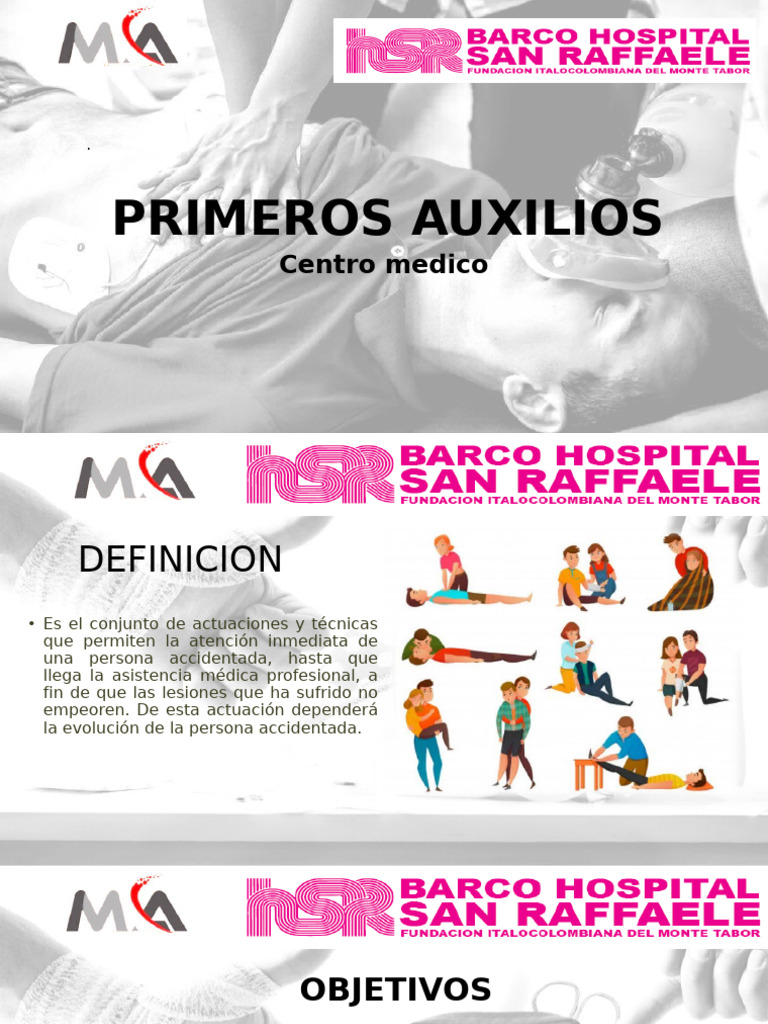 Presentacion Primeros Auxilios BHSR | PDF | Reanimación cardiopulmonar | Quemar