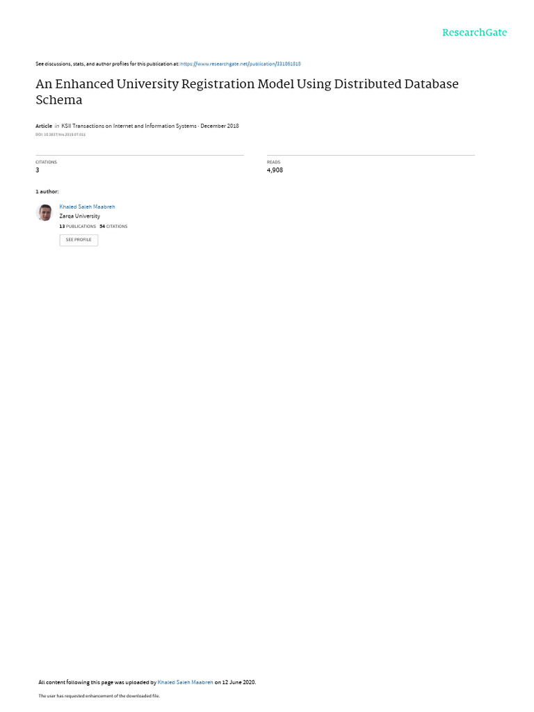 An Enhanced University Registration Model Using Distributed Database Schema | PDF | Databases ...