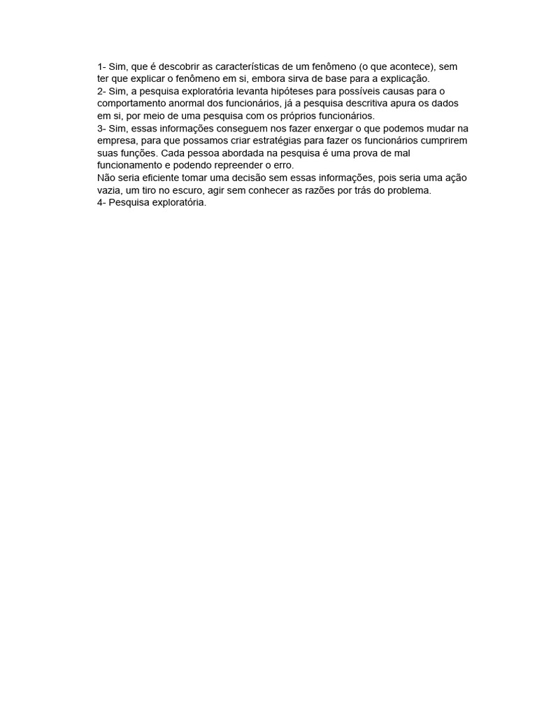 Pesquisa Exploratória e Descritiva em Empresas | PDF