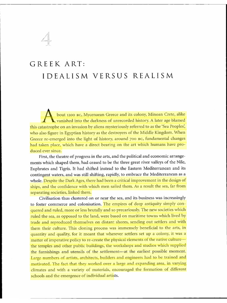Paul Johnson, Greek Art, Idealism Versus Realism Art, a New History hic1 | PDF
