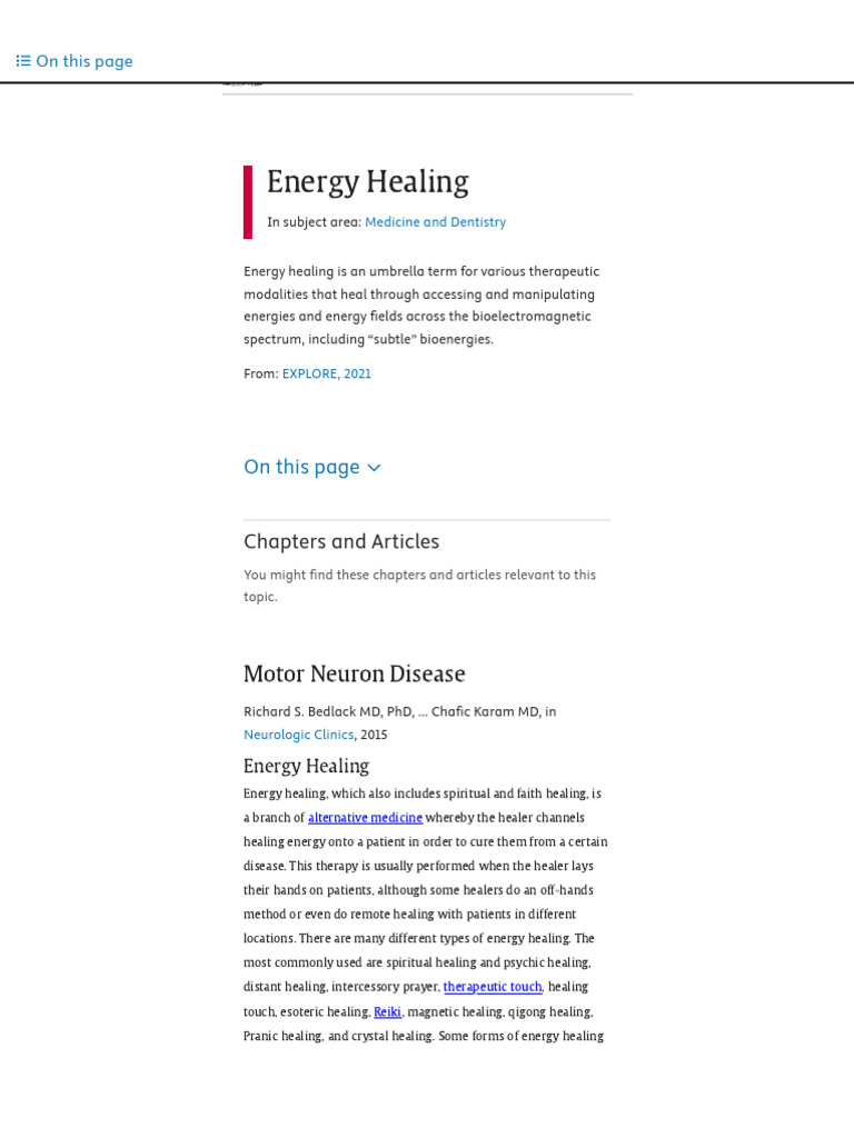 Energy Healing - An Overview - ScienceDirect Topics | PDF | Energy ...