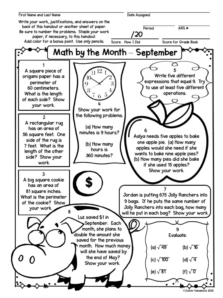 Math by The Month September 2425 | PDF
