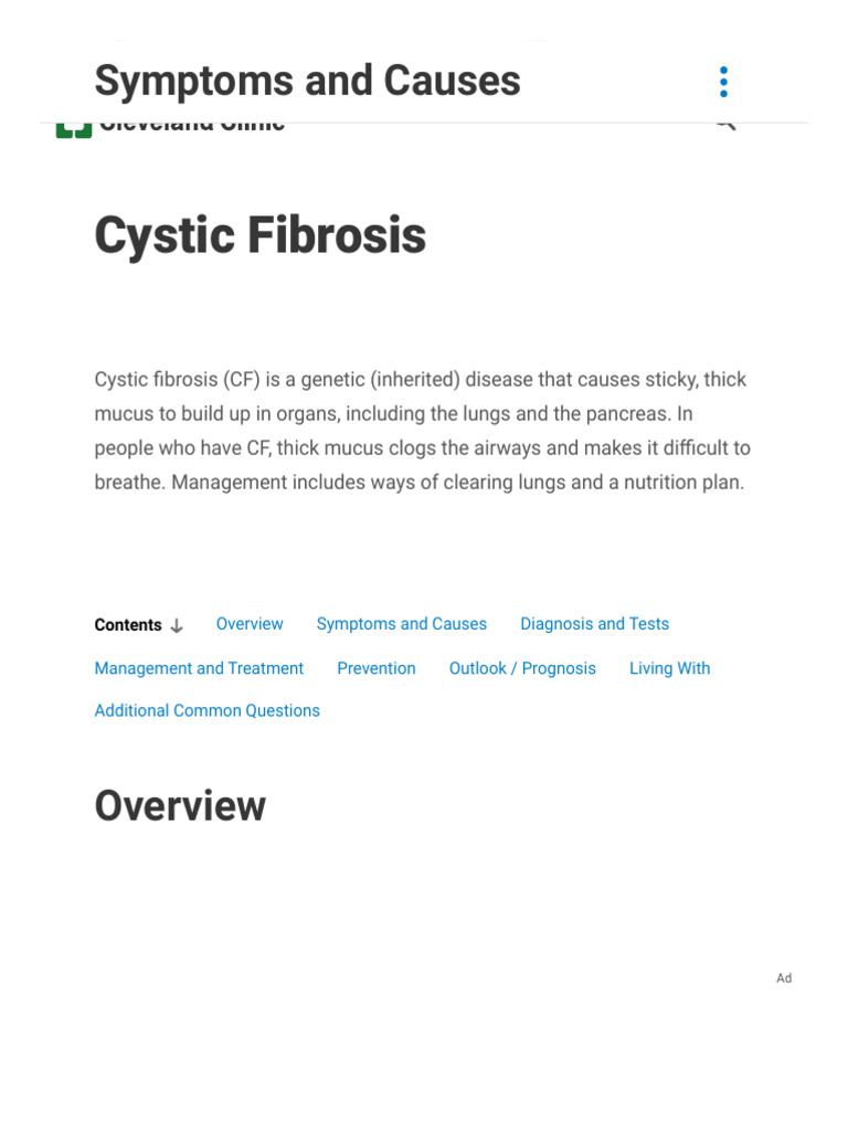 Cystic Fibrosis_ Causes, Symptoms & Treatment | PDF | Mucus | Diseases ...