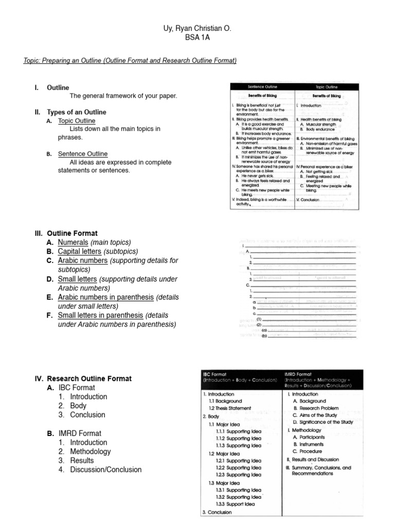 Outline Preparation Guide: Formats & Types | PDF