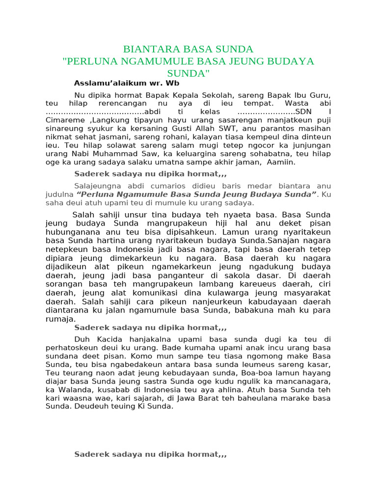 Pidato Basa Sunda | PDF