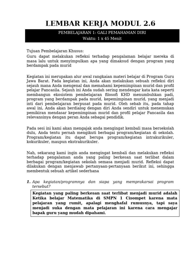 Lembar Kerja Modul 2.6 | PDF
