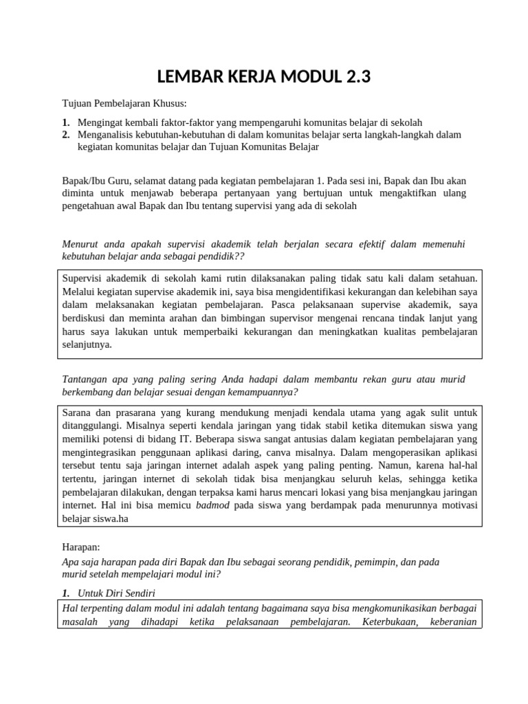Lembar Kerja Modul 2.3 | PDF