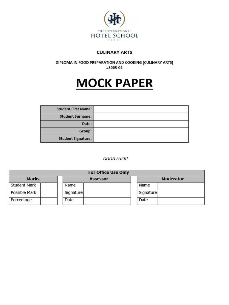 Diploma - Multiply Choice Test (FULL EXAM) | PDF | Menu | Pasta
