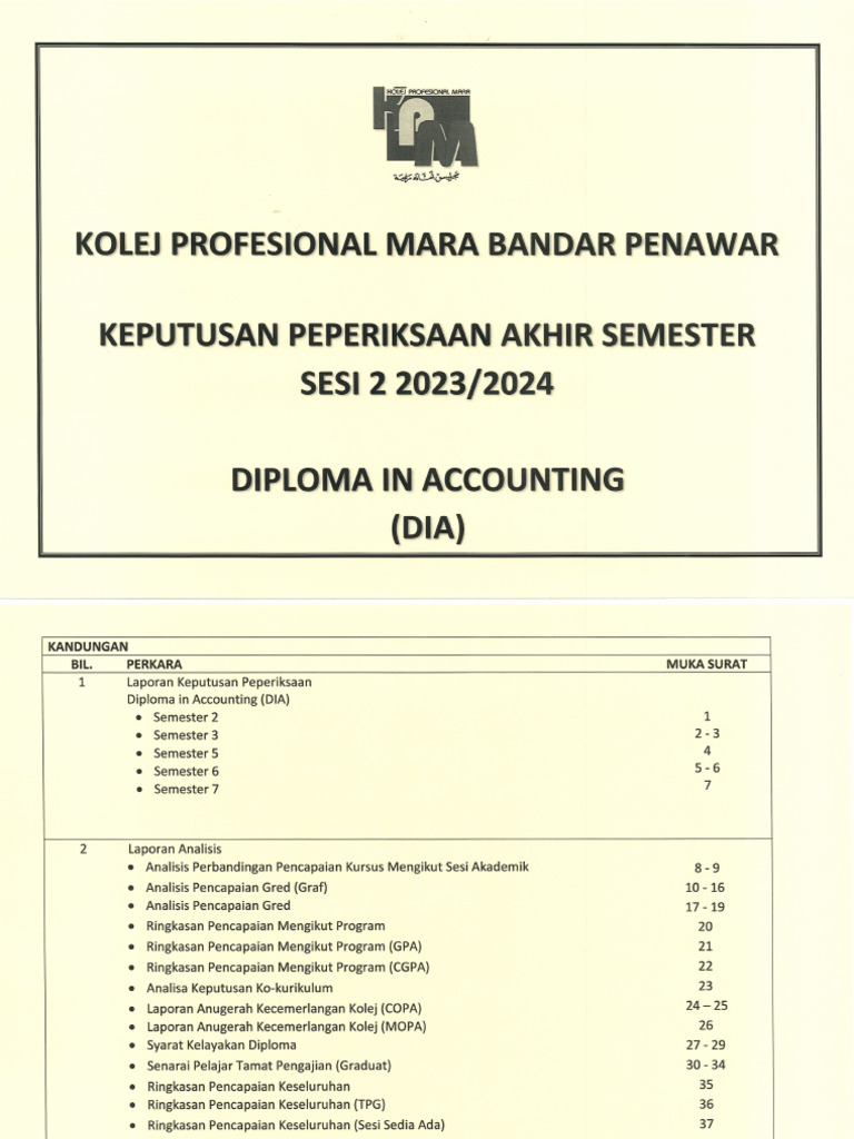 Dia - Keputusan Peperiksaan Akhir Sesi 2 2023-2024 | PDF