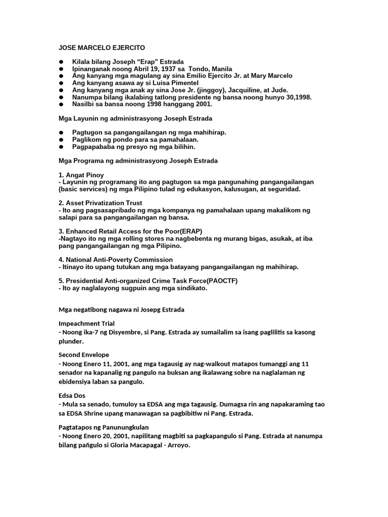 Adminstrasyong Joseph Estrada | PDF