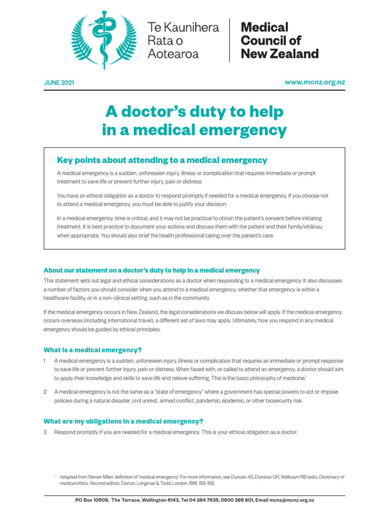 A Doctors Duty To Help in A Medical Emergency | PDF | Informed Consent ...