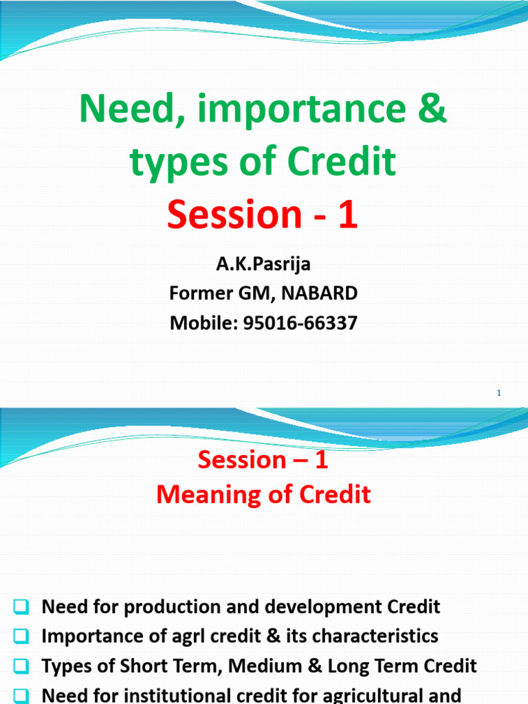 Session_I 2 | PDF | Credit | Finance & Money Management
