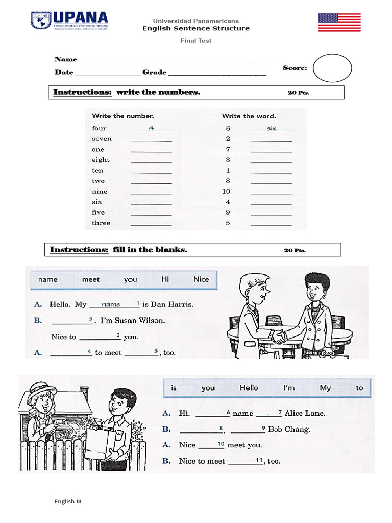 Pre Test English III (1) - 1 | PDF | Syntax | Linguistics