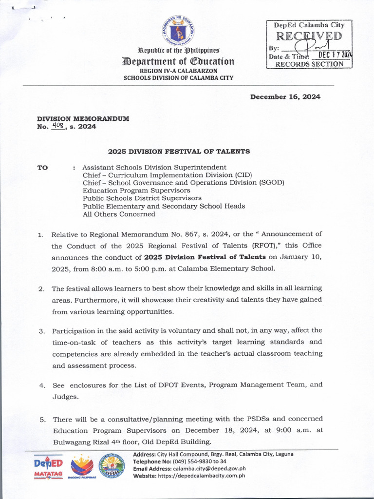 Division Fot 2024-2025 | PDF | Cognition | Behavior Modification