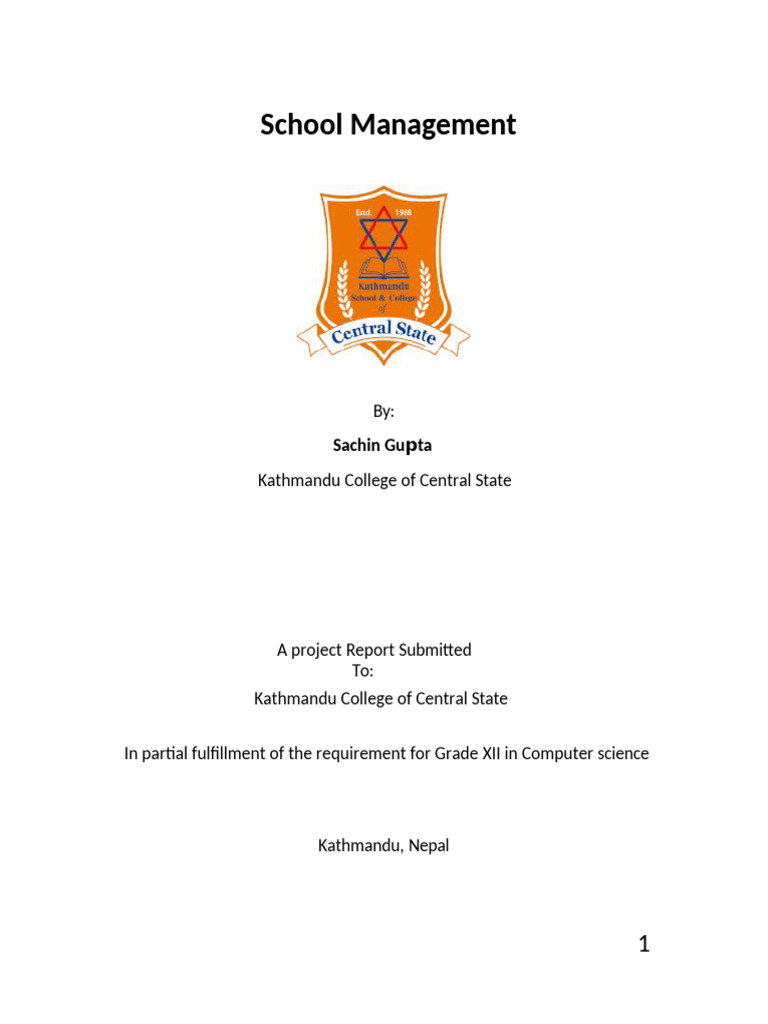 School Management System Project Report | PDF | Computing | Computer ...