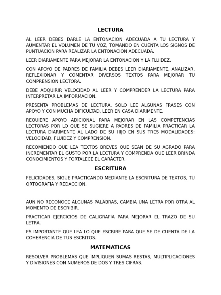Observaciones Boletas Cuarto Grado | PDF
