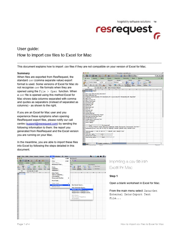 Importing CSV Files in Excel for Mac | PDF | Comma Separated Values | Microsoft Excel