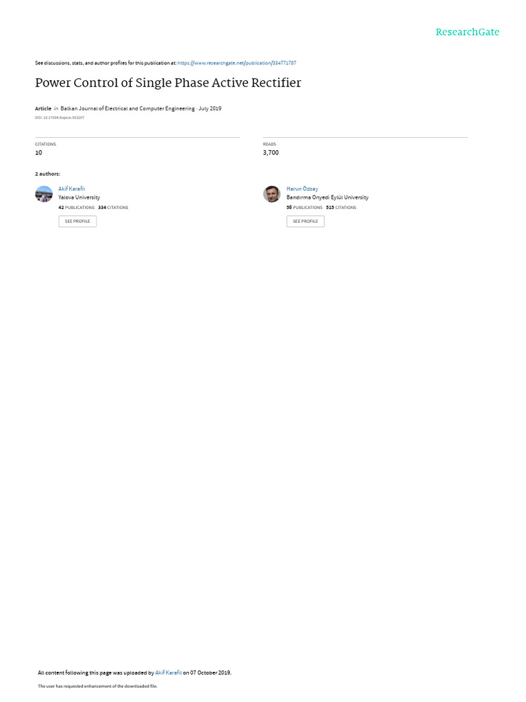 Power Control of Single Phase Active Rectifier | PDF | Rectifier ...