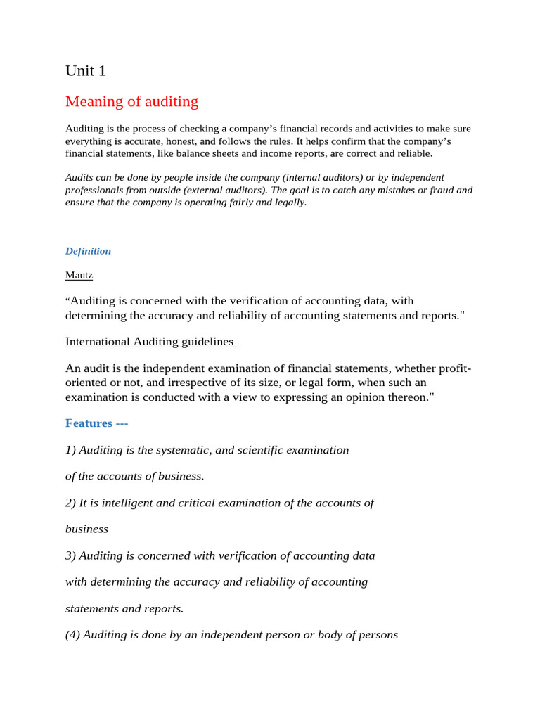 auditing chapter I (1) | PDF | Audit | Accountant