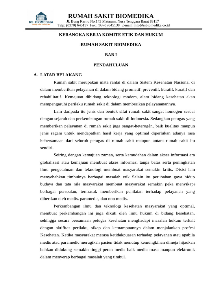 Kerangka Kerja Komite Etik Dan Hukum | PDF