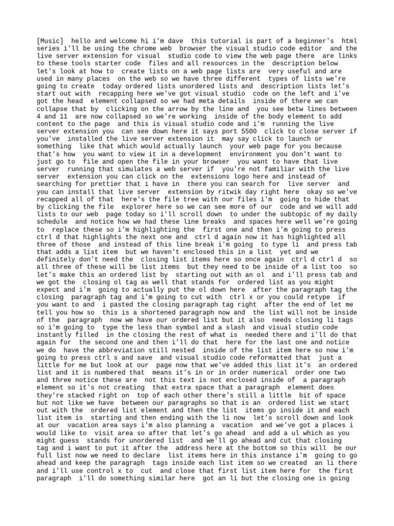 4 English Html Lists Tutorial Html5 List Types Ordered Unordered And Description Downsub