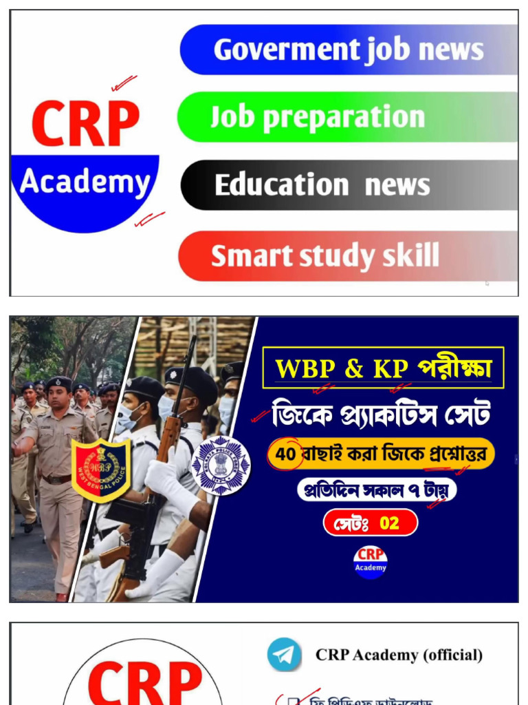 WBP & KP Exam GK Practice Set - 02 - CRP Academy | PDF