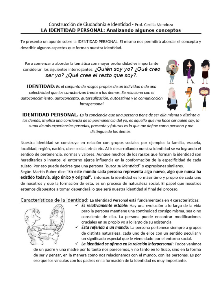 Apunte1 Identidad Personal | PDF | Nación | Psicología Social