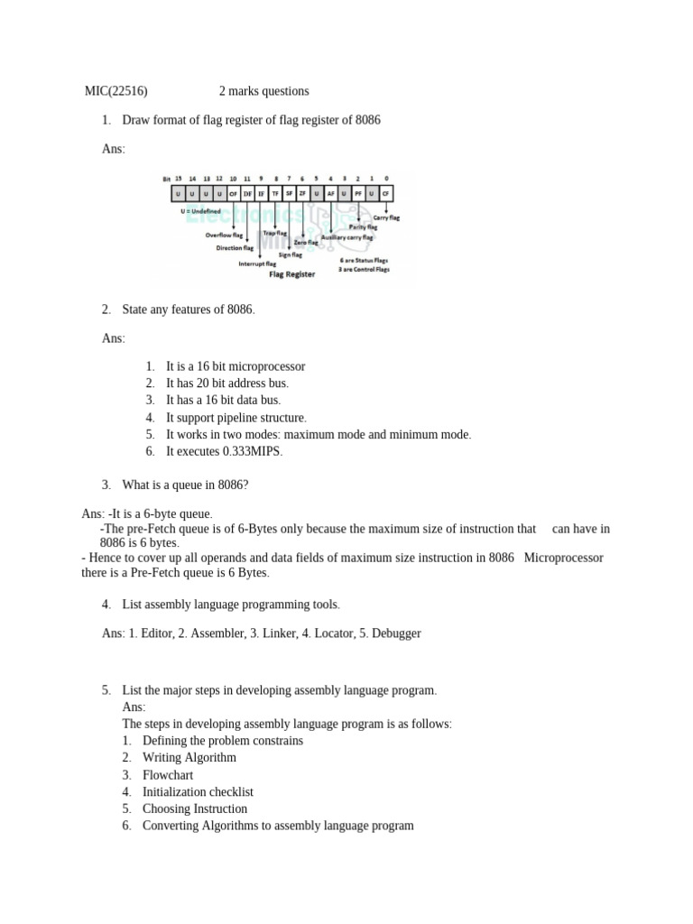 MIC 2 Marks Questions | PDF