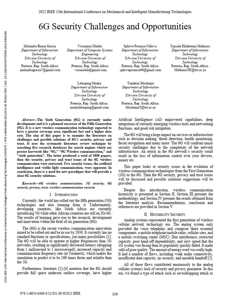 6G Security Challenges and Opportunities | PDF | Computer Security ...