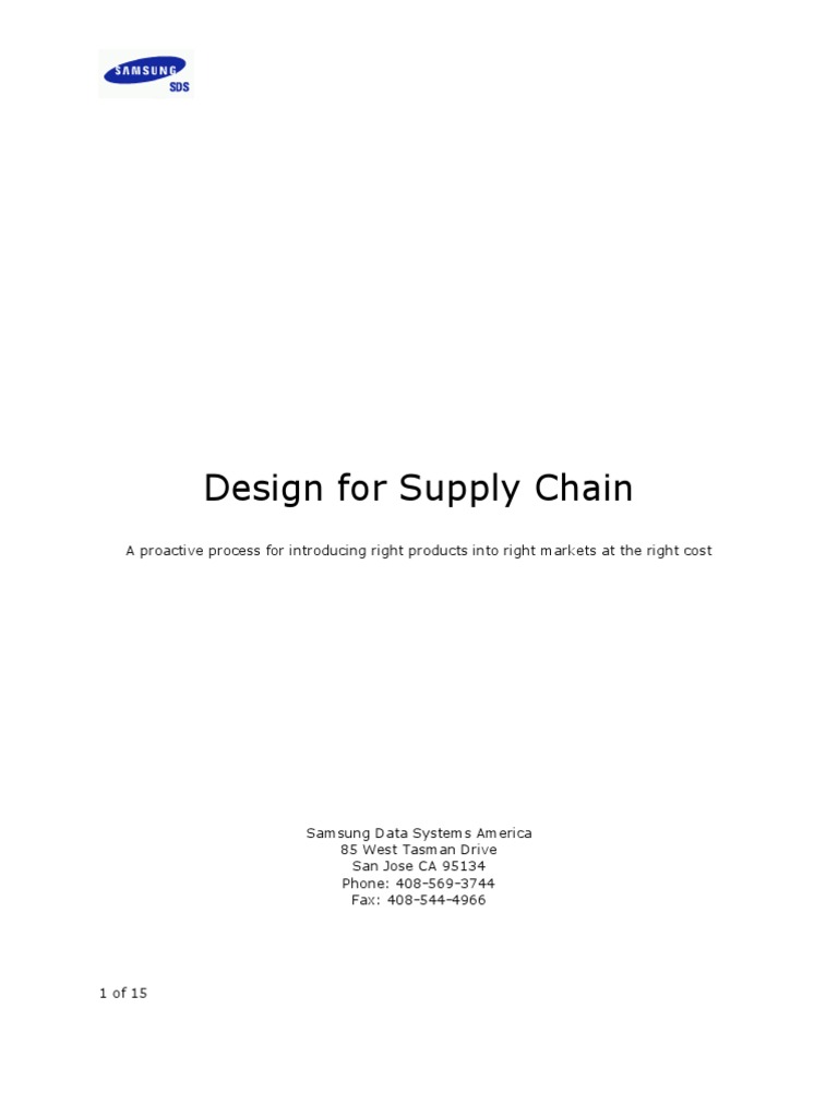 Design For Supply Chain | PDF