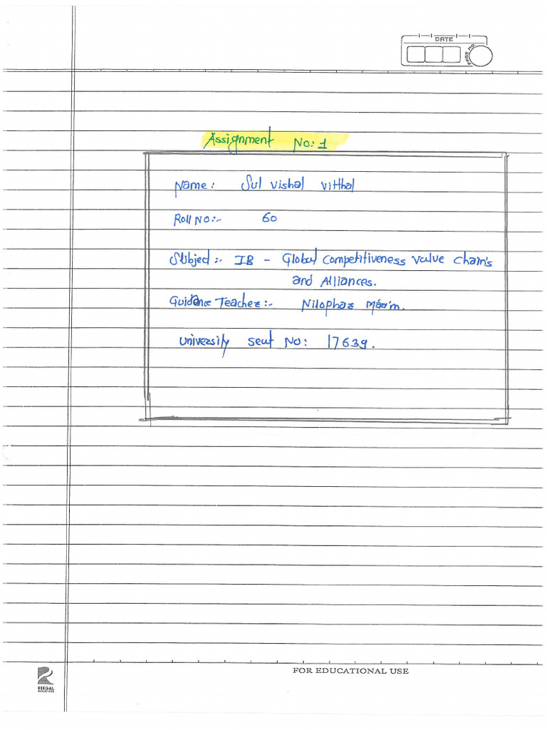 412 IB Assignment 1 | PDF