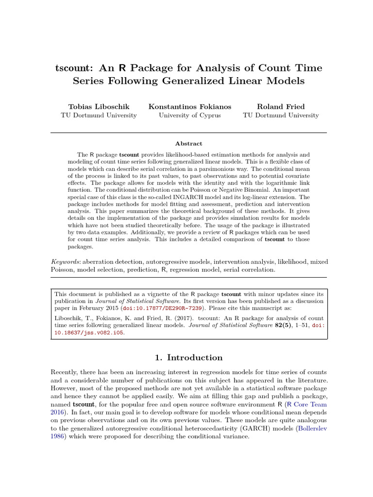 tsglm | PDF | Time Series | Bootstrapping (Statistics)