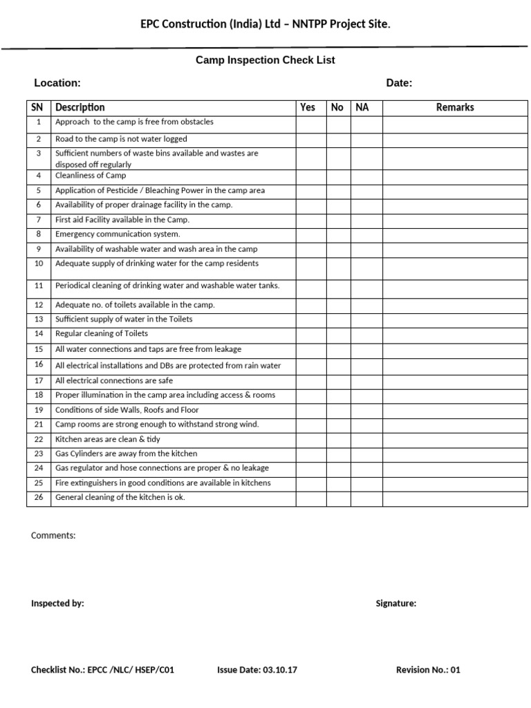 01 Camp Inspection | PDF