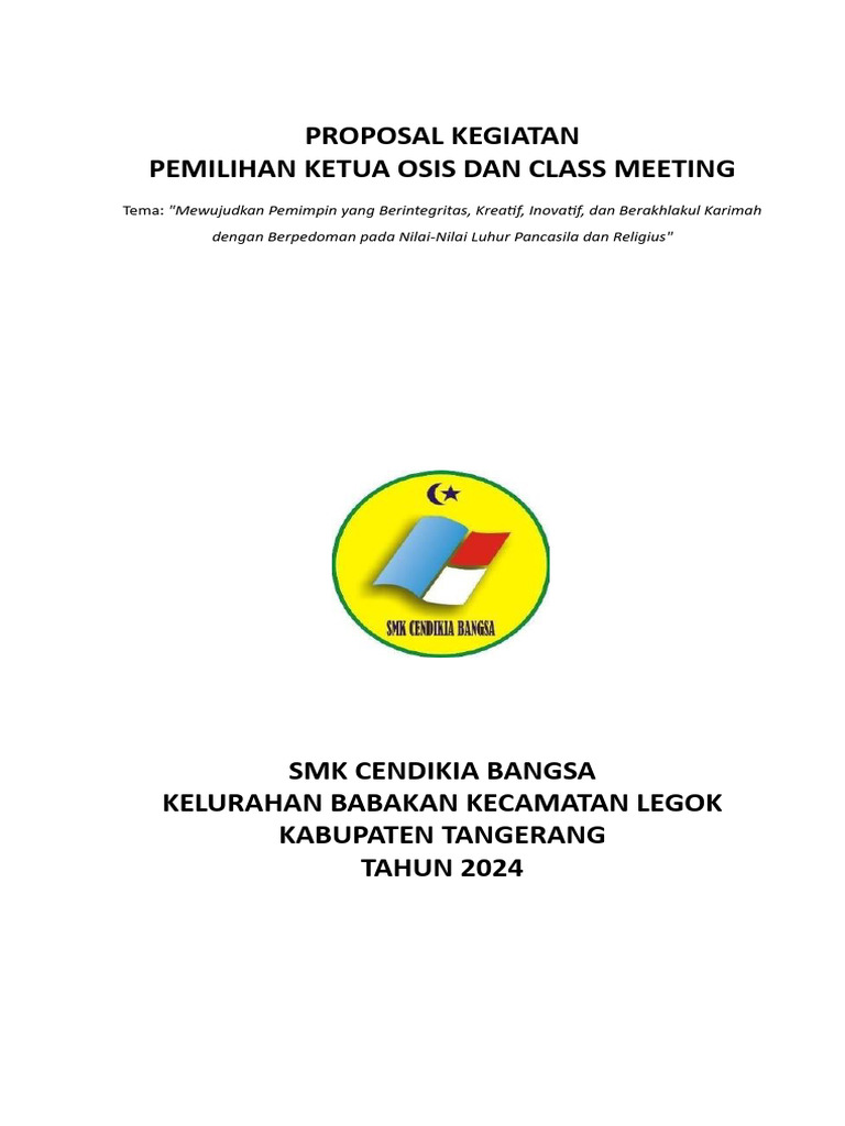 Proposal Pemilihan Ketua OSIS 2024 | PDF